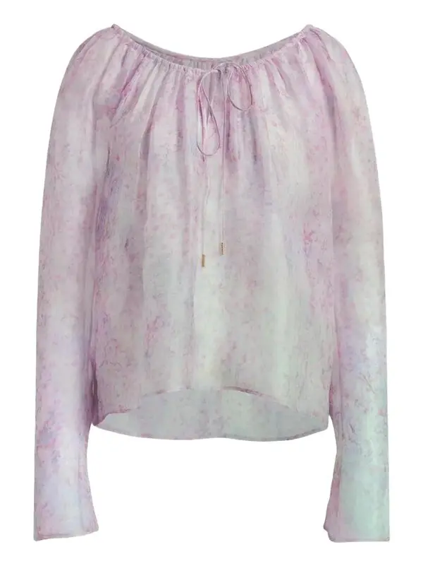 Alberta Ferretti Floral Tie Blouse - White