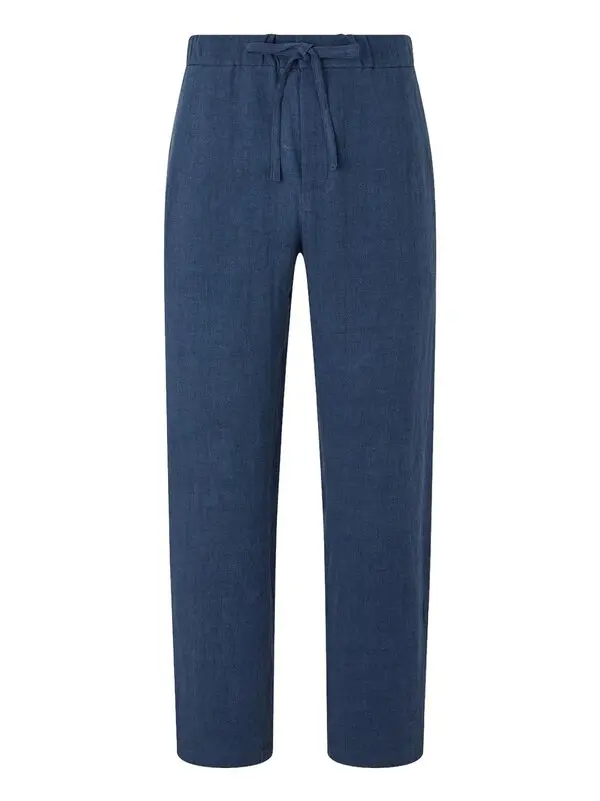 De Bonne Facture Lounge Straight-leg Linen And Wool-blend Trousers - Blue