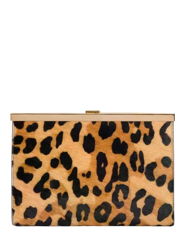 Alberta Ferretti Leopard-print Chain Clutch - Neutrals