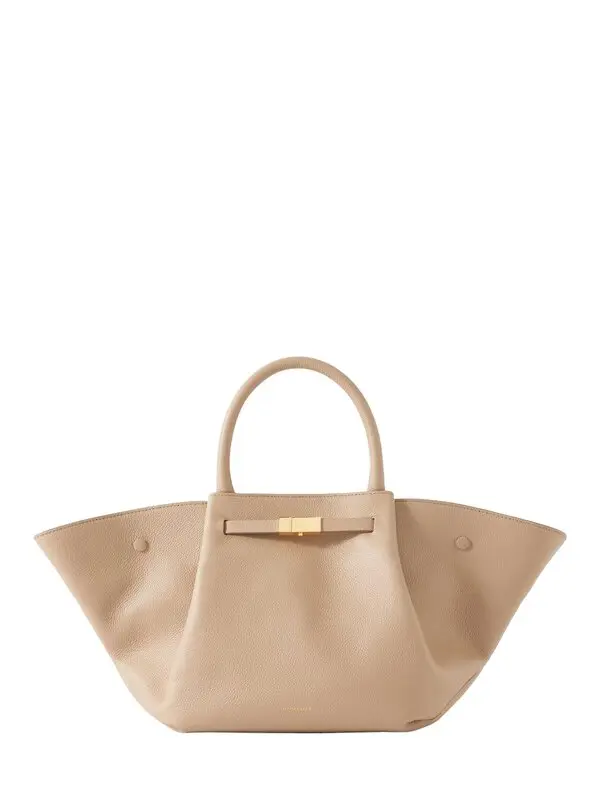 DEMELLIER Midi New York Textured Leather Tote - Beige