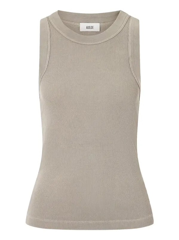 AGOLDE Leigh Ribbed Tank Top - Taupe