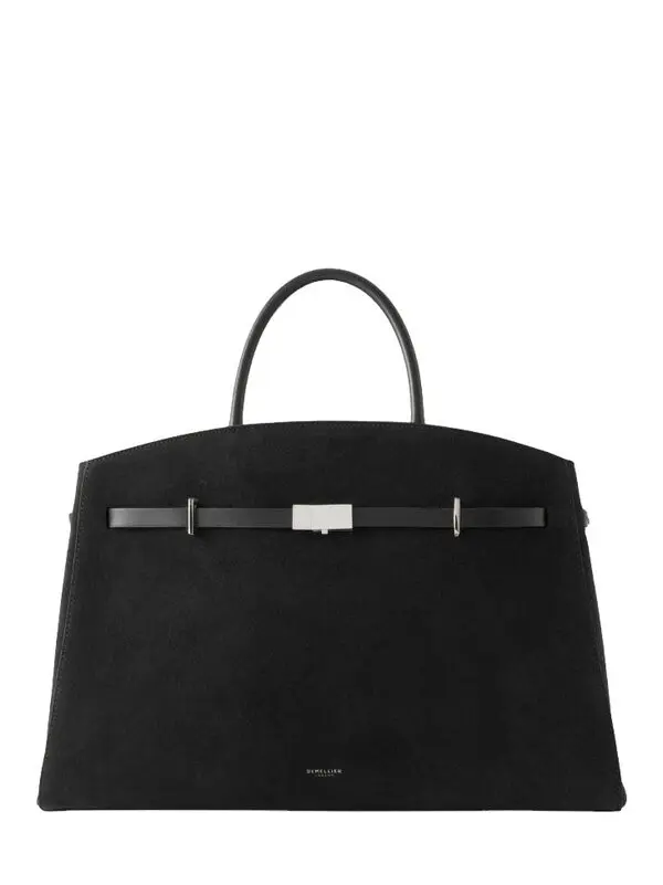 DEMELLIER The Hudson Leather-trimmed Suede Tote - Black