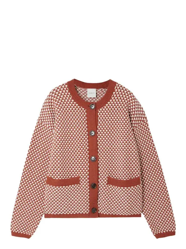 Varley Elmwick Jacquard-knit Cotton Cardigan - Red