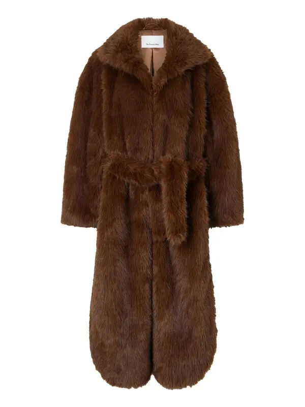 THE FRANKIE SHOP Ravello Plush Coat - Brown