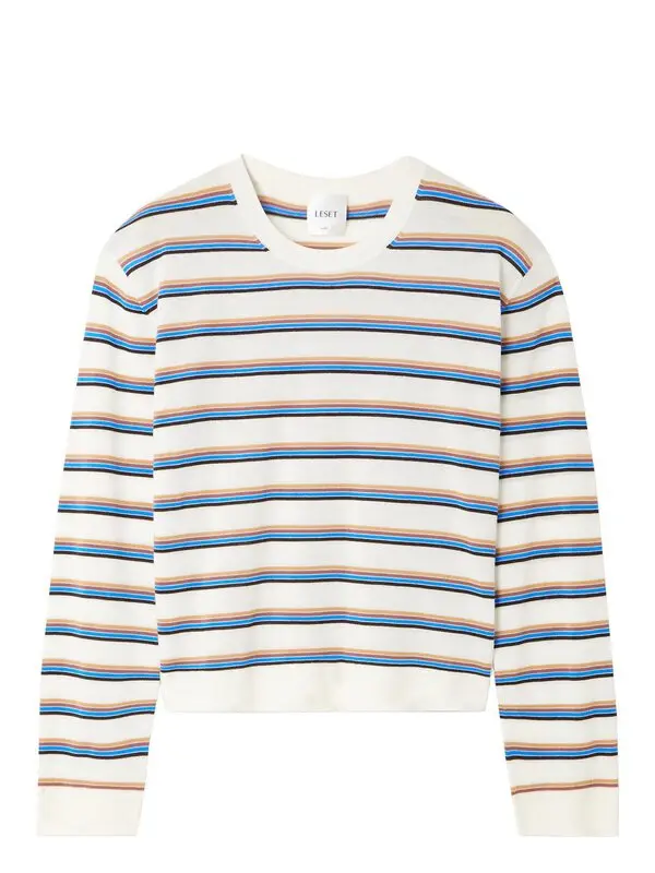 LESET James Striped Merino Wool Sweater - Blue