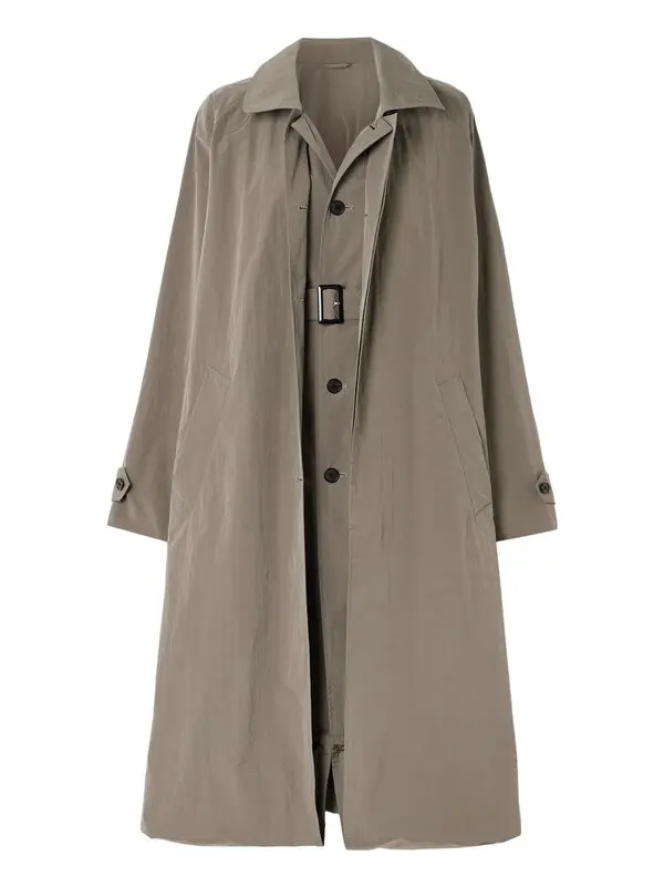 SSSTEIN Layered Crinkled-shell Trench Coat - Taupe