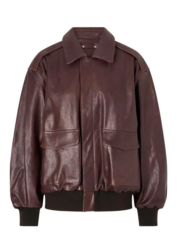 SSSTEIN Leather Bomber Jacket - Brown
