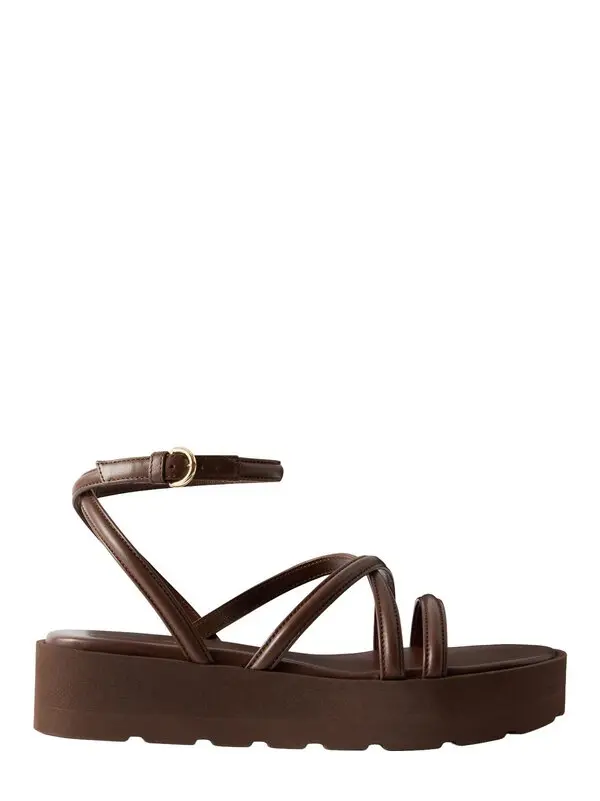 GIANVITO ROSSI Leather Platform Sandals - Brown