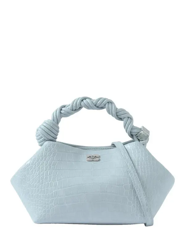 GANNI Bou Braided Croc-effect Shoulder Bag - Blue