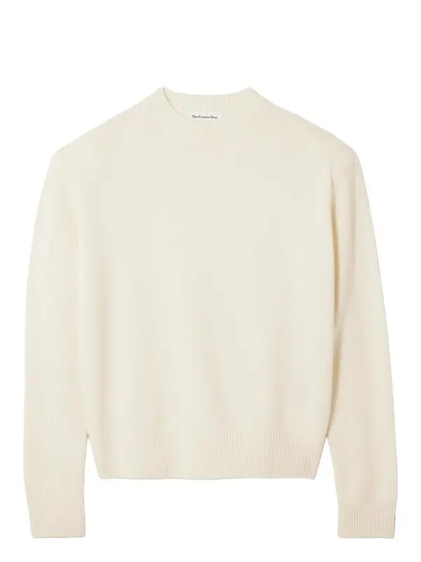 THE FRANKIE SHOP Rafaela Cropped Merino Wool And Cashmere-blend Sweater - Ivory