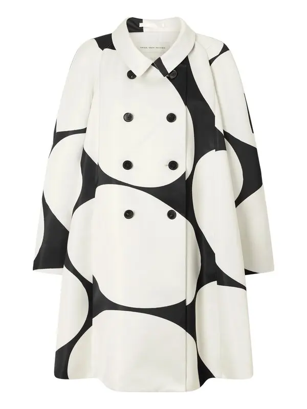 Dries Van Noten Ripa Giant Egg Printed Satin Coat - Black