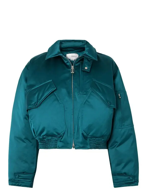 Victoria Beckham Padded Cotton-blend Sateen Bomber Jacket - Teal