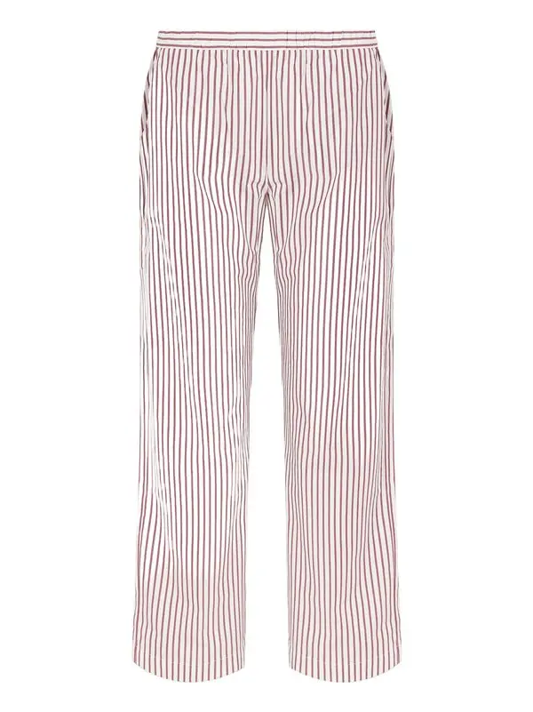 LIDO Striped Cotton-poplin Straight-leg Pants - Red