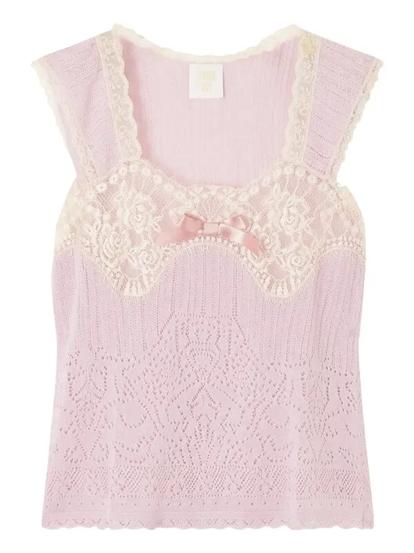 Anna Sui Lingerie Lace Knit Camisole - Pink