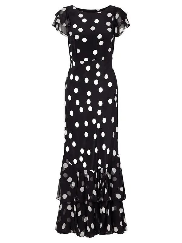 Rixo Ordinia Polka-dot Silk-satin Midi Dress - Black
