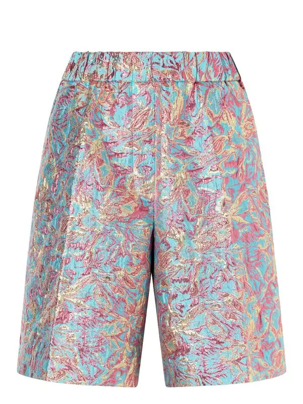 Dries Van Noten Printed Cotton-blend Jacquard Bermuda Shorts - Blue