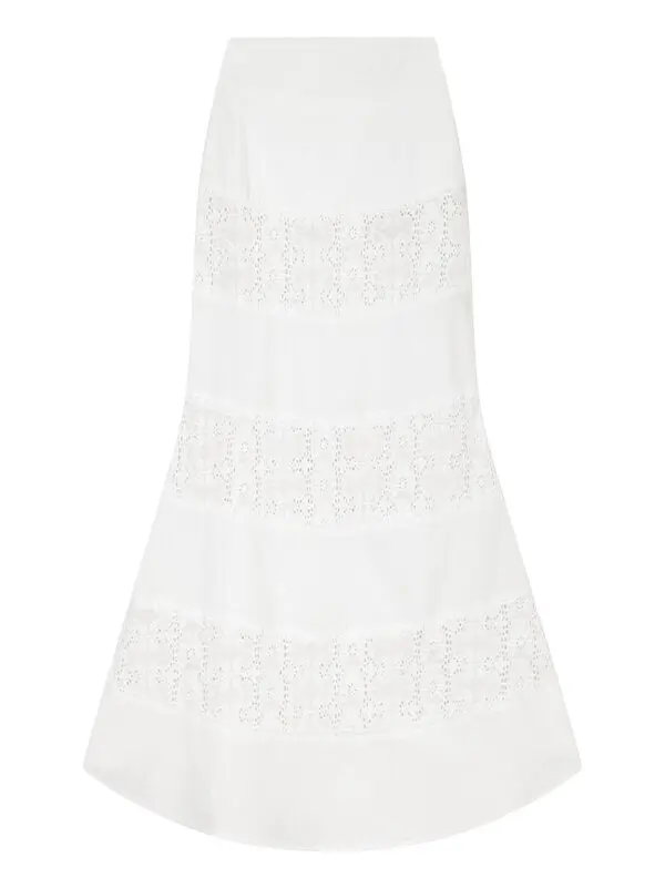 DESTREE Noemi Embroidered Cotton Skirt - White