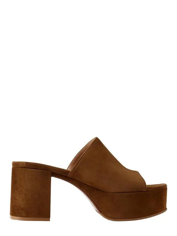 GIANVITO ROSSI Suede Platform Mules - Brown