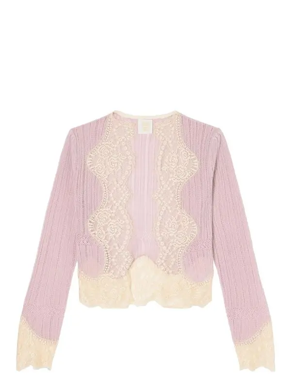 Anna Sui Lingerie Lace Knits Cardigan - Pink