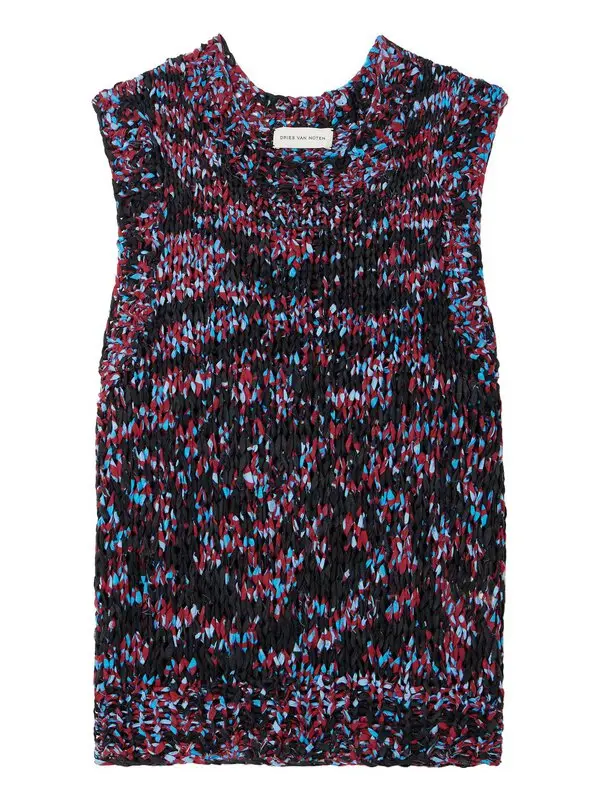 Dries Van Noten Frayed Printed Cotton Vest - Multi