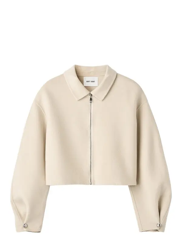 Soft Goat Zip-up Wool-silk Jacket - Cream