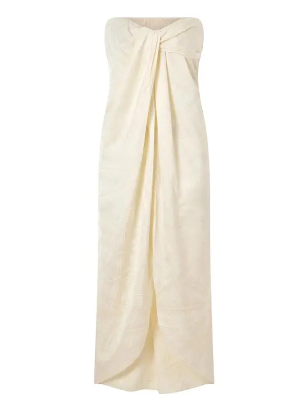 Johanna Ortiz Strapless Twisted Knotted Satin-jacquard Top - Neutrals