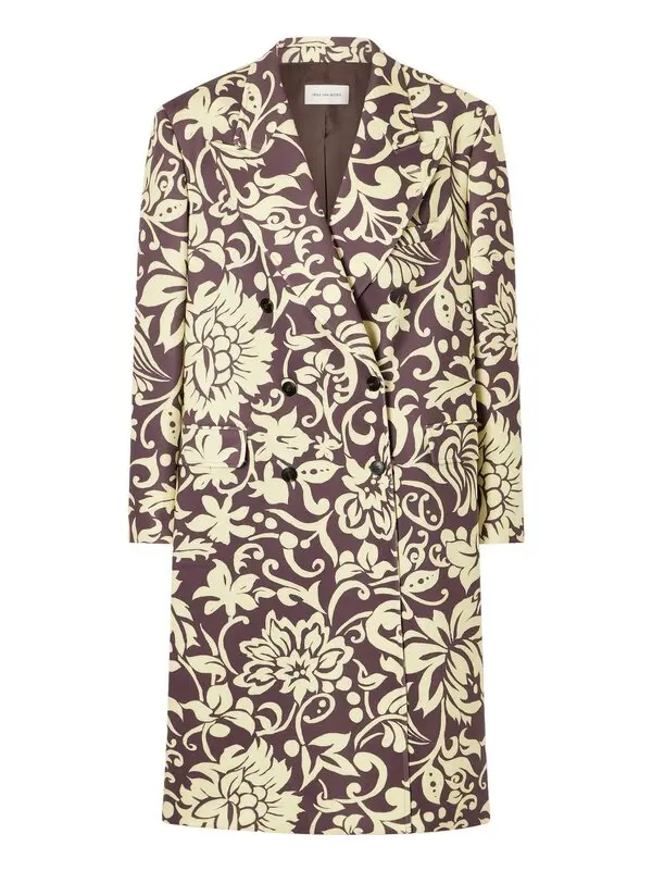 Dries Van Noten Oversized Double-breasted Jacquard Coat - Off-white