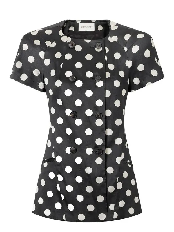 Dries Van Noten Bonny Polka-dot Jacquard Jacket - Black