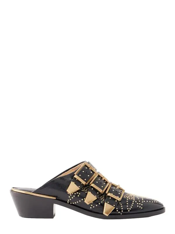 Chloé Susanna Studded Leather Mules - Black