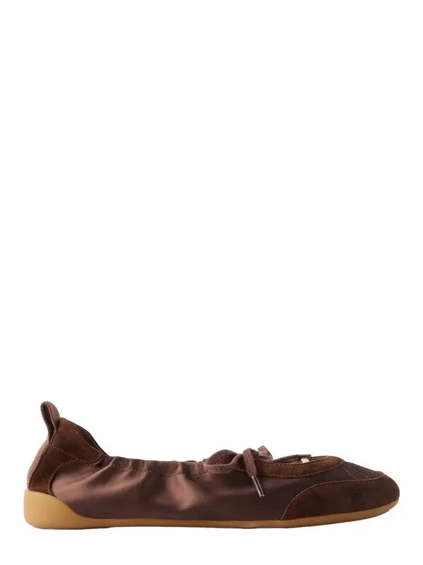 Chloé Kick Suede-trimmed Satin Sneakers - Brown
