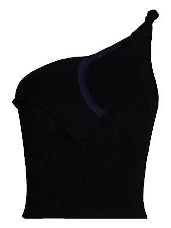 Jacquemus One-shoulder Ribbed Knit Top - Black