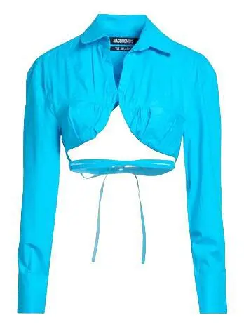 Jacquemus Le Splash Cotton Poplin Cropped Shirt - Blue