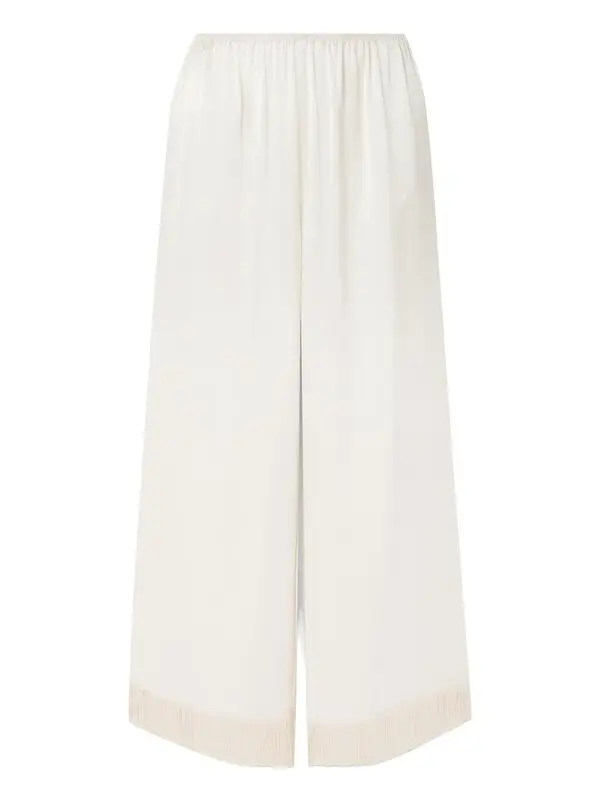 DÔEN Lavon Fringed Silk Wide-leg Pants - Cream