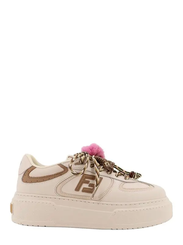 Fendi Match Leather Platform Sneakers With Charms - White