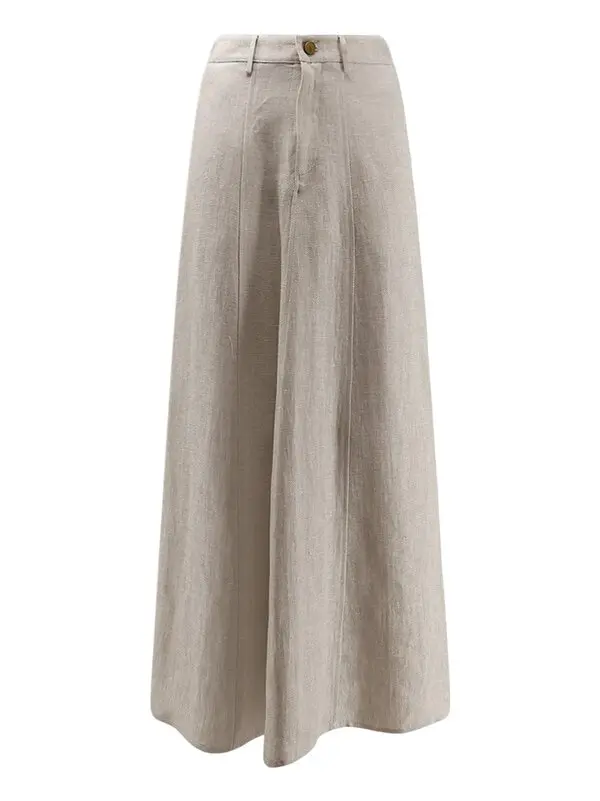 ALYSI Flared Linen Skirt - Beige