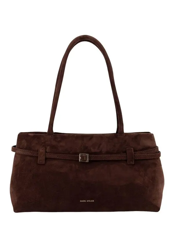 Manu Atelier Le Cambon East West Suede Shoulder Bag - Brown