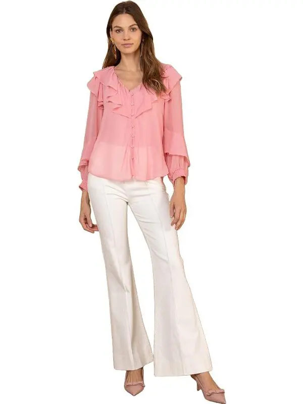 Hale Bob Axelle Chiffon Top - Pink