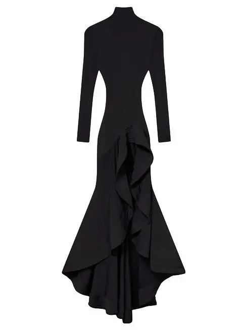 Stella McCartney Crepe Jersey Frill Cocktail Dress - Black