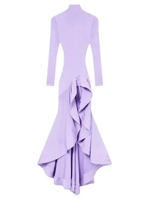 Stella McCartney Crepe Jersey Frill Cocktail Dress - Purple