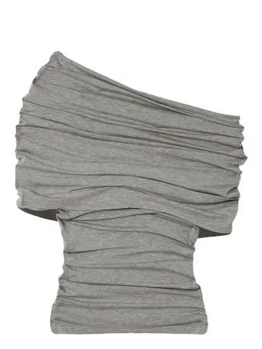 Stella McCartney One-shoulder Twisted Wrap Top - Gray
