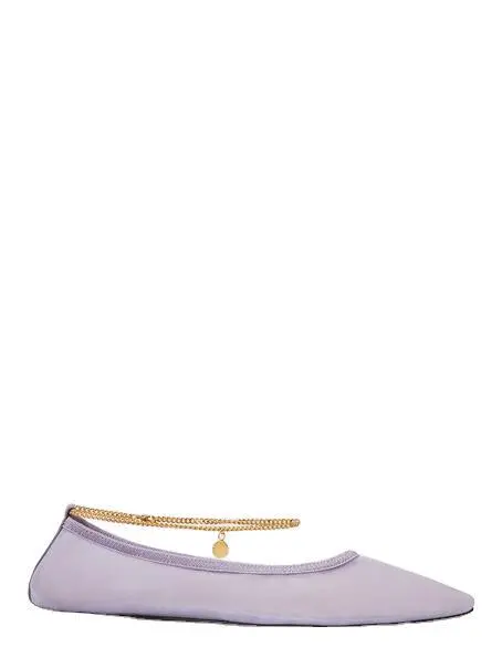 Stella McCartney Chain-detail Stretch Ballerina Flats - Natural