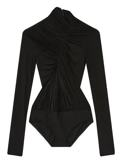 Stella McCartney Crepe Jersey Draped Bodysuit - Black