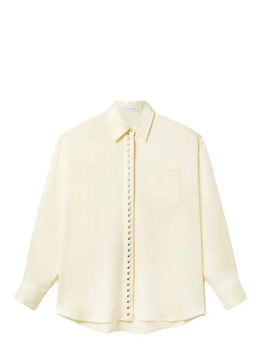 Stella McCartney Oversized Satin Shirt With Vegan Pearl Buttons - White