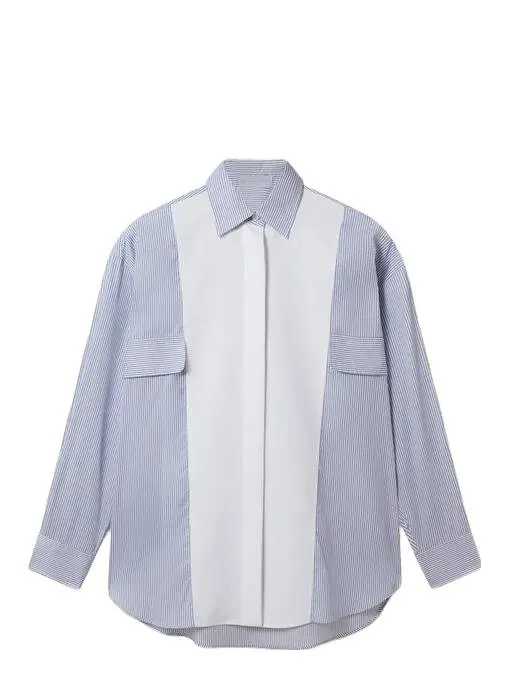 Stella McCartney Cotton Stripe Piqué Double Shirt - Blue / Stripe / White / Yellow