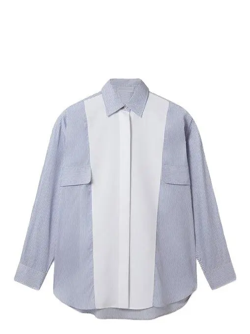 Stella McCartney Cotton Stripe Piqué Double Shirt - Blue / Stripe / White / Yellow