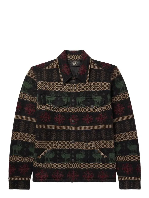 Ralph Lauren Fair Isle Alpaca And Wool-blend Jacquard Overshirt - Black