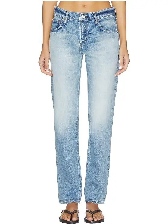 Moussy Vintage Deland Slim Straight Leg Jeans - Light Blue