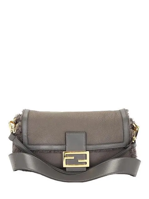 FWRD RENEW Fendi Selleria Baguette Shoulder Bag - Grey