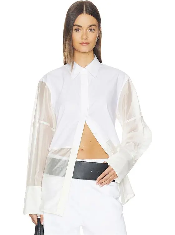 Helmut Lang Combo Long Sleeve Shirt - White & Soft White