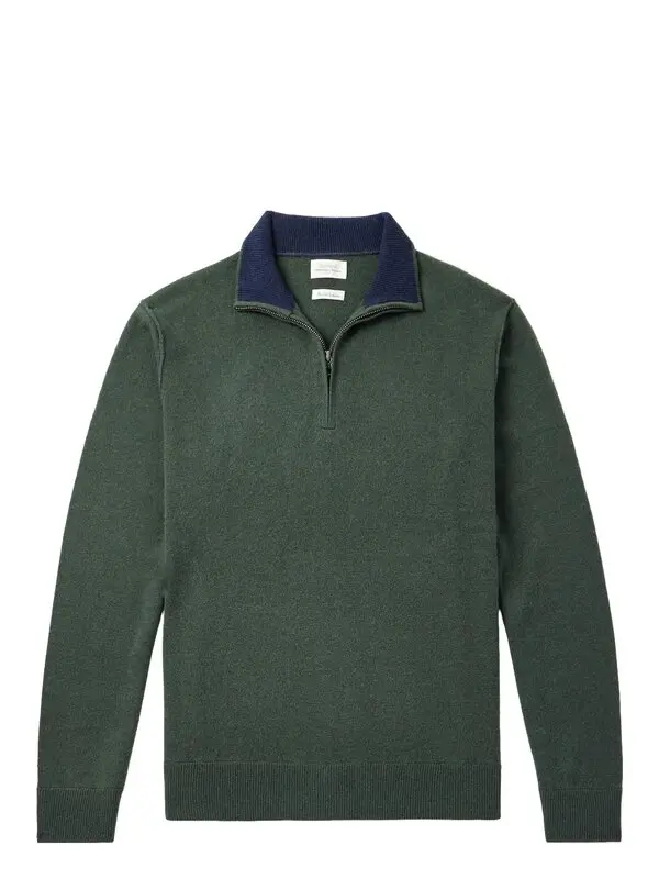 Hartford Wool And Cashmere-blend Half-zip Sweater - Green